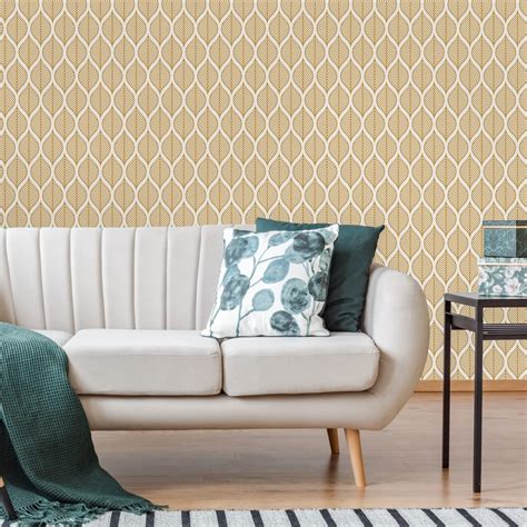 Tapeta Retro Piękne Geometryczne Liście TapetyOnline pl