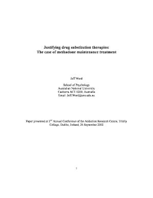 Fillable Online Drugsandalcohol Justifying Drug Substitution Therapies