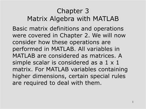 Ppt Chapter Matrix Algebra With Matlab Powerpoint Presentation