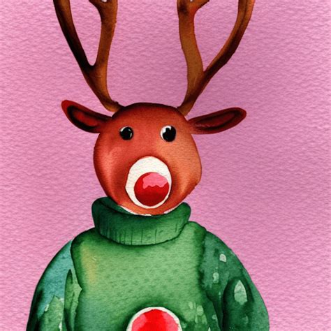 Rudolf The Red Nosed Reindeer Watercolor Graphic Creative Fabrica