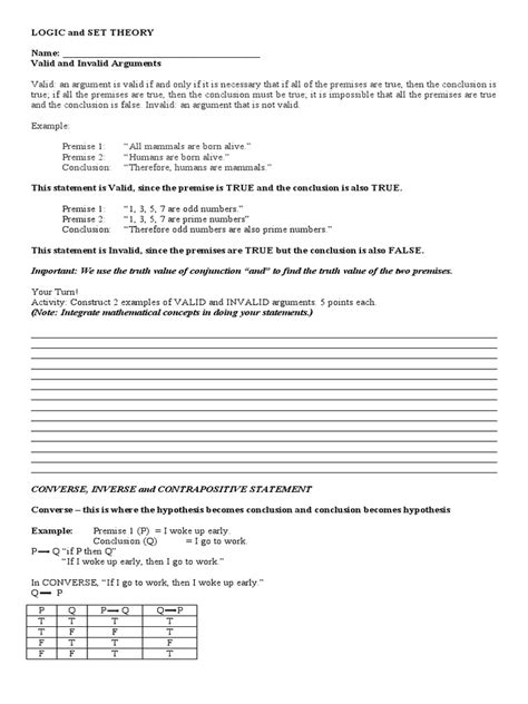 logic and set theory lesson 3 pdf argument logical consequence