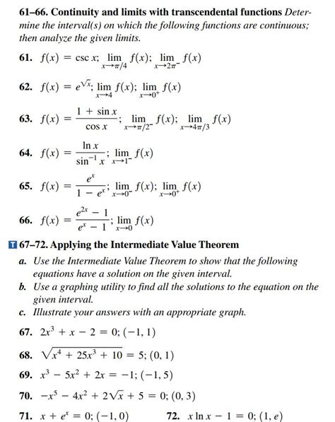 solved 61 66 continuity and limits with transcendental