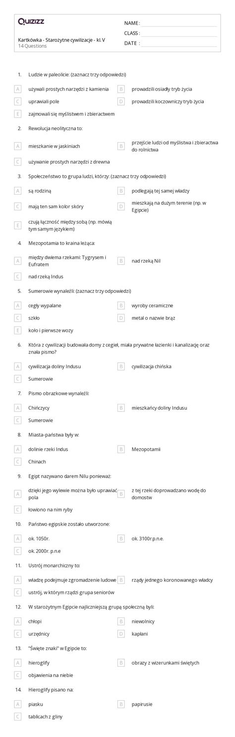 Ponad Cywilizacja Indusu Arkuszy Roboczych Dla Klasa W Quizizz