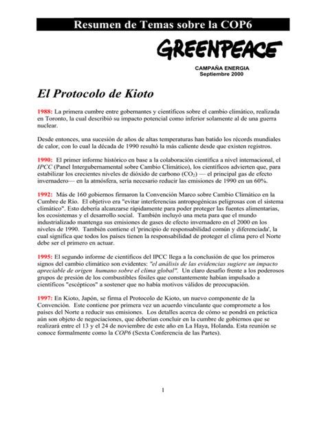 El Protocolo De Kioto