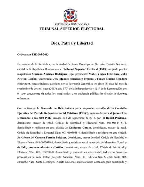 Ordenanza TSE 003 20 Tribunal Superior Electoral