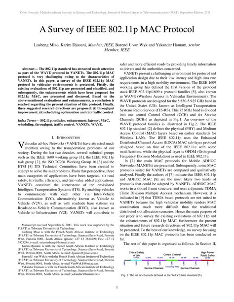 pdf a survey of ieee 802 11p mac protocol