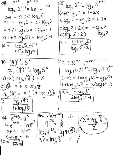 12 exponential and logarithmic equations worksheet
