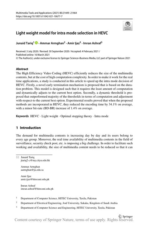 light weight model for intra mode selection in hevc request pdf