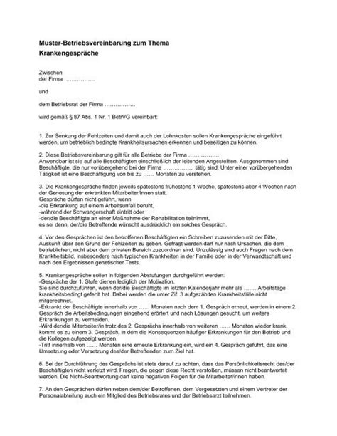 Muster Betriebsvereinbarung Als Pdf Br Wiki