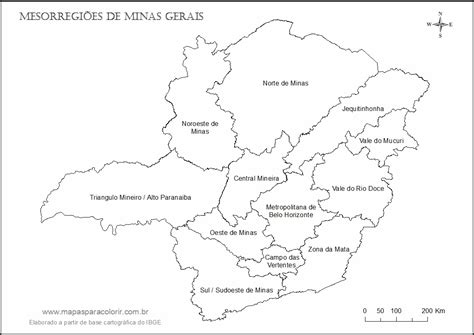 MAPA DE MINAS GERAIS Mapas Para Colorir