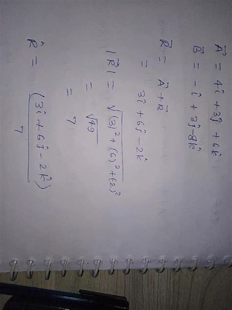 the unit vector parallel to the resultant of the vectors vec a 4vec i 3vec j 6vec k and