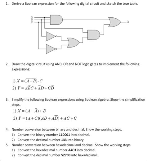 SOLVED Derive Boolean Expression For The Following Digital Circuit And