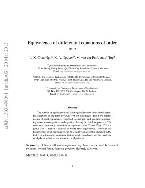 pdf equivalence of differential equations of order one
