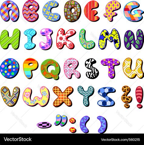 Patterned Alphabet Royalty Free Vector Image VectorStock