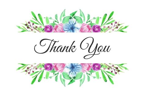 Handgezeichnete blumen aquarell dankeschön karte Premium Vektor