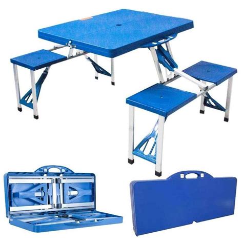 MESA DOBRAVEL PARA CAMPING E PRAIA 4 CADEIRAS VIRA MALETA PORTATIL
