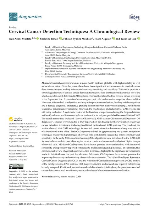 pdf cervical cancer detection techniques a chronological review