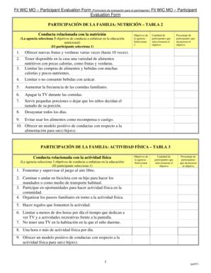 Fillable Online Health Mo Evaluation Form Participaci N De La Familia