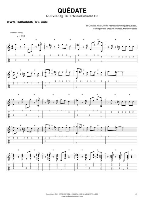 Quevedo Bzrp Music Sessions Vol 52 Arr TABS ADDICTIVE SERGIO MARTIN