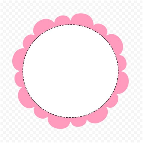 Pink White Wavy Floral Circle Border PNG Citypng