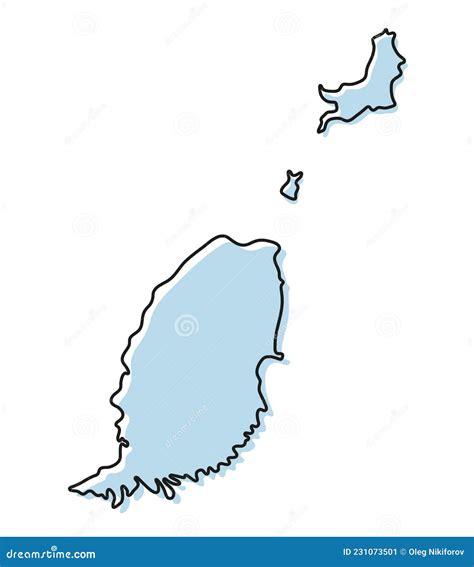 Stylized Simple Outline Map Of Grenada Icon Blue Sketch Map Of Grenada