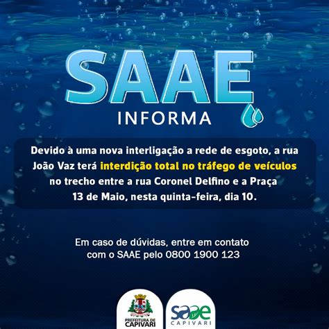 O Serviço Autônomo de Água e Esgoto SAAE informa SAAE Capivari