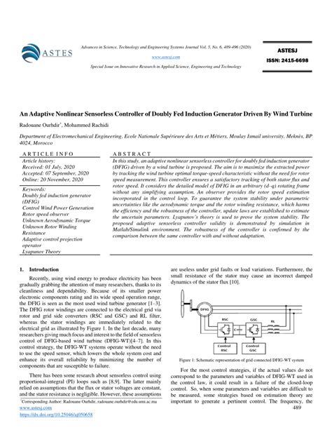 pdf an adaptive nonlinear sensorless controller of doubly fed induction generator driven by