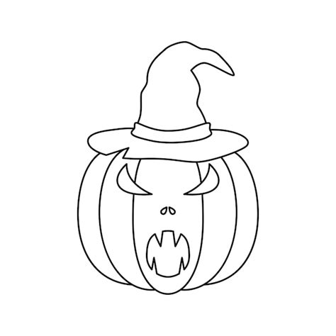 Dibujo Para Colorear Con Calabaza De Halloween Vector Premium