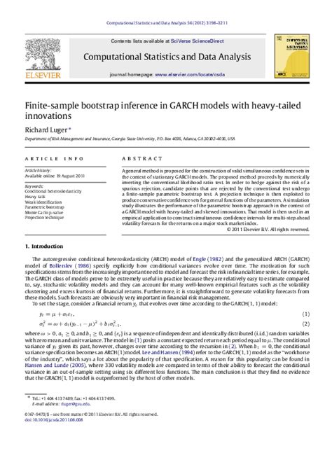 pdf finite sample bootstrap inference in garch models with heavy tailed innovations richard