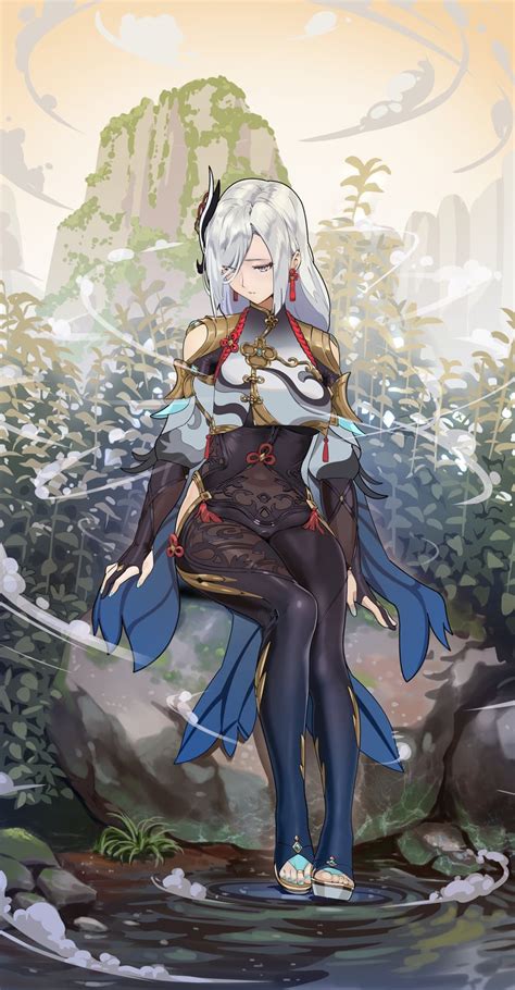 Shenhe Genshin Impact Drawn By Yewang Danbooru