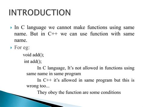 Function Overloading In C Ppt