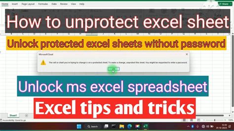 how to unprotect excel sheet unlock protected excel sheets without password youtube