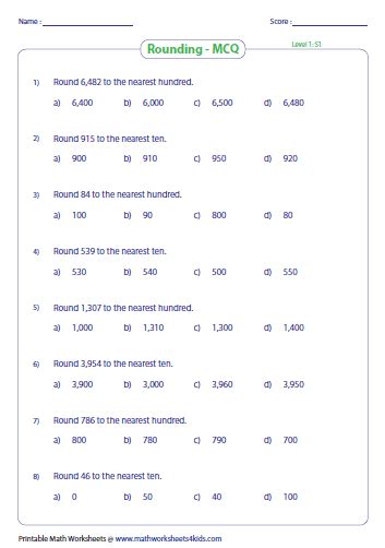 rounding worksheets