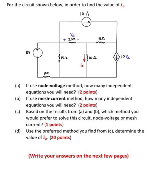 Solved For The Circuit Shown Below In Order To Find The Chegg