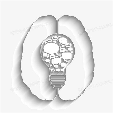 黑白创意灯泡大脑装饰矢量图PNG图片素材下载 大脑PNG 熊猫办公