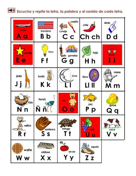 Ejercicio De Tabla Del Abecedario Con Letras Palabras Y Sonidos