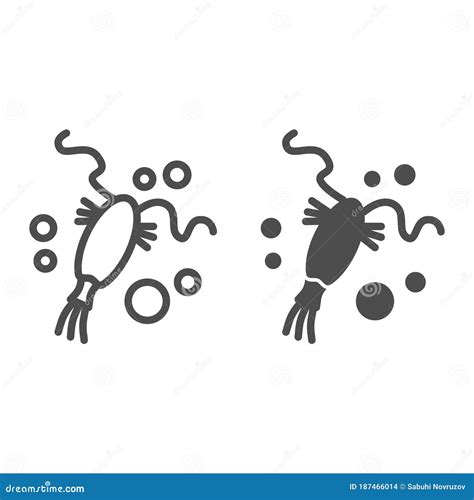 Plankton Thin Line Icon Vector Illustration Isolated On White Krill