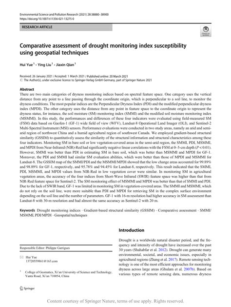 comparative assessment of drought monitoring index susceptibility using geospatial techniques