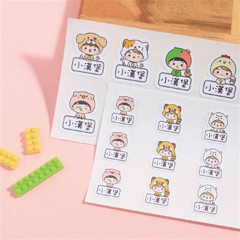 客製名字有大有小姓名貼80入可愛動物變裝秀Y款 作伴 防水姓名貼 衣物防水印章 客製餐具組