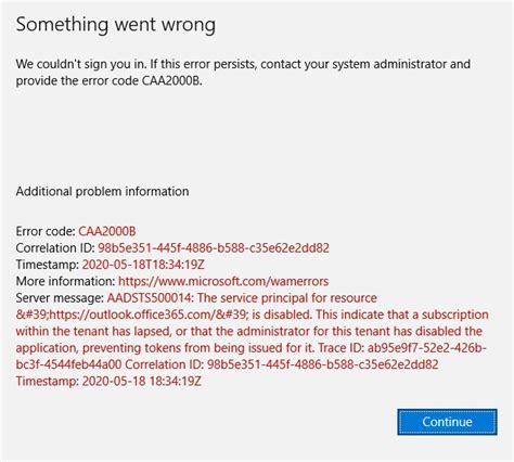 Cómo solucionar el código de error CAA2000B de No poder iniciar sesión