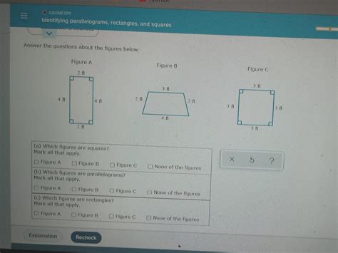 Identifying Parallelograms Rectangles And Squares Answer The