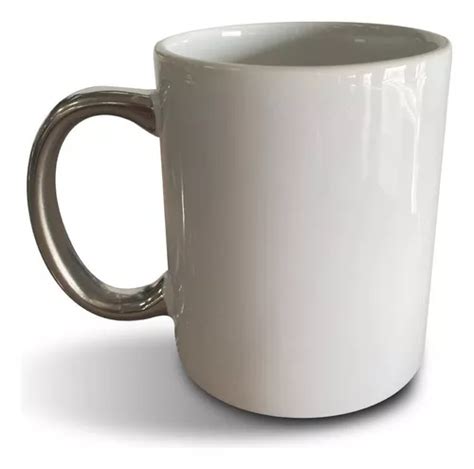 6pz Taza Para Sublimacion Blanca Con Asa Plateada 11oz