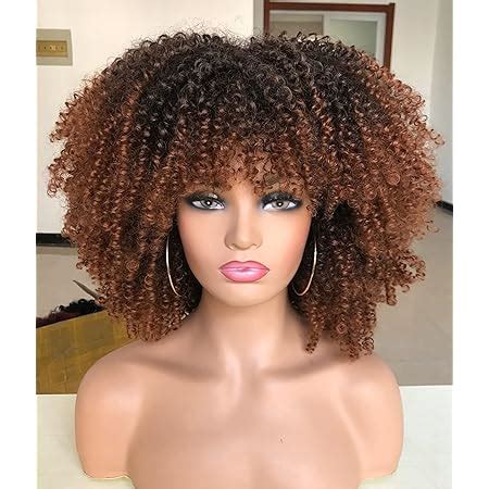 Amazon ARUKIHAIR Afro Kinky Curly Wig With Bangs Full Machine