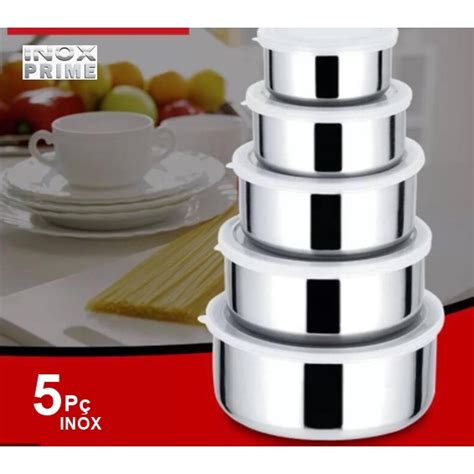 Jogo Conjunto De Tigelas A O Inox Pe As Potes C Tampa Submarino