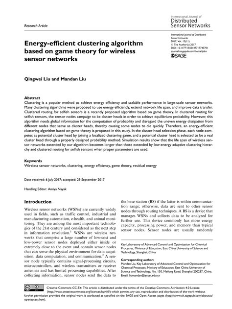 pdf energy efficient clustering algorithm based on game theory for wireless sensor networks