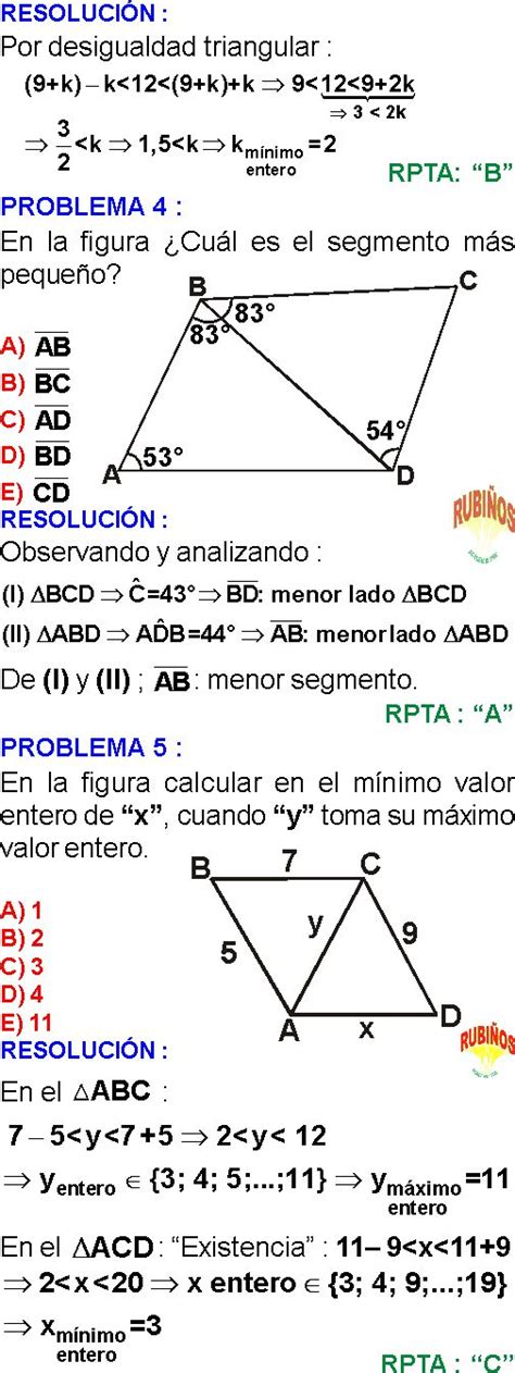 LOS TRIÁNGULOS Y SUS PROPIEDADES EJERCICIOS RESUELTOS PDF
