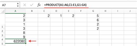 formula for multiplication in excel