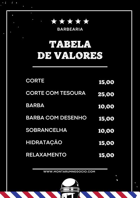 Tabela de preços de barbearia Quanto cobrar