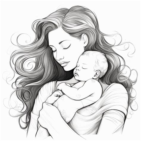 Premium AI Image A Drawing Of A Woman Holding A Baby In Her Arms
