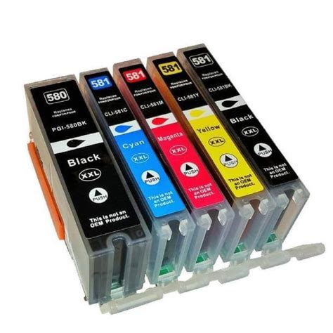 Canon PGI 580 CLI 581 XXL Pack 5 Stk Blekkpatron Kompatibel BK C M